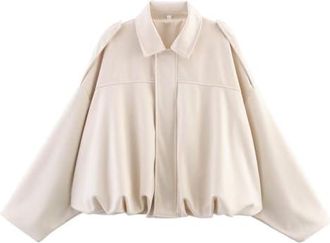 Generic Blouson aviateur en daim synth&eacute;tique pour femme - Manteau de pilote &agrave; revers d&eacute;contract&eacute; surdimensionn&eacute; &agrave; manches longues - V&ecirc;tement dext&eacute;rieur tendan