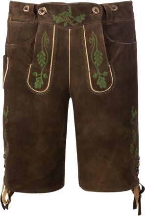 Meindl Lederhose Aschheim mit grüner Reliefstickerei in