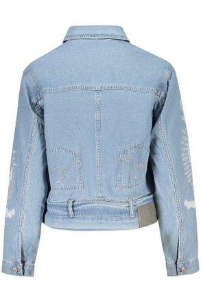 Desigual Outdoorjacke Damen Jeansjacke in Blau mit Stickerei & Kontrastdetails