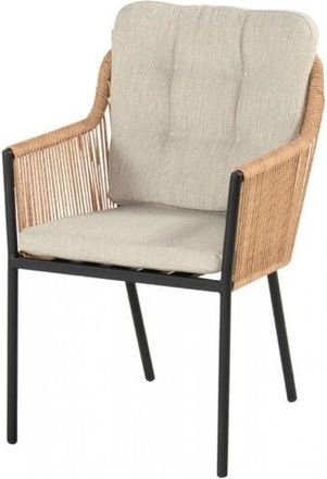 Hartman Cairo Twisted Wicker Dining Stuhl mit schwarzem Gestell inkl. Sitz- und R&uuml;ckenkissen - Hartman