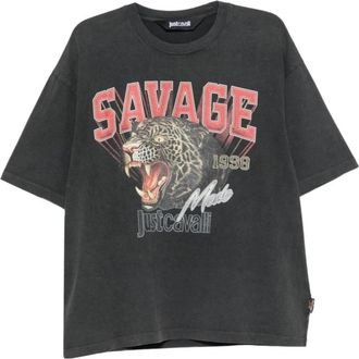 Just Cavalli Logo-Print T-Shirt - - Tops - Herren - Schwarzk - M