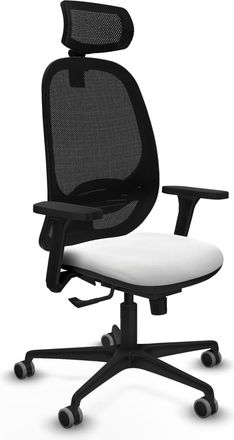 Piqueras y Crespo Wei&szlig;er Schreibtischstuhl mit Rollen von Cilanco mit 3D-Armen, h&ouml;henverstellbare Lendenwirbelst&uuml;tze und h&ouml;henverstellbares Kopfteil, Schwarz / Wei&szlig;