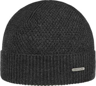 Stetson Bonnet Rodrick Femme/Homme - Made in Italy en Laine Tricot avec Revers, Revers Hiver Automne-Hiver - Taille Unique Anthracite