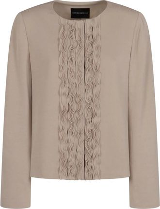Emporio Armani Femme, Vestes, Beige, Taille: 40 FR Veste &agrave; volants