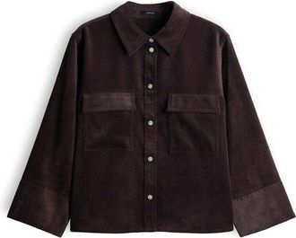 OPUS Langarmbluse aus Cord Regular Fit Pattentaschen