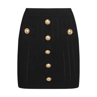 Balmain Femme, Jupes, Noir, Taille: 38 FR Mini Jupe Noire avec D&eacute;corations de Boutons