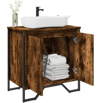 vidaXL Vidaxl - Armoire lavabo de salle de bain ch&ecirc;ne fum&eacute; 60x35x60 cm