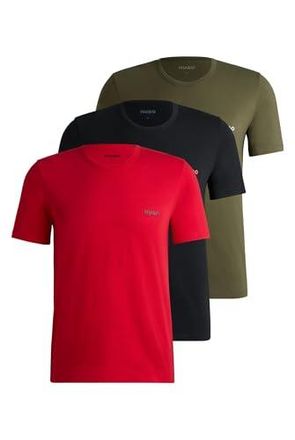 HUGO BOSS Hommes T-Shirt RN Triplet P Lot de Trois t-Shirts en Coton &agrave; Logo imprim&eacute;