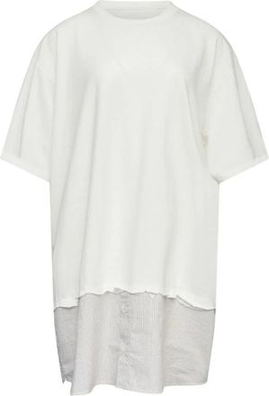 Maison Margiela Femme, Robes, Blanc, Taille: 40 FR Crewneck Panelled Dress