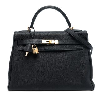 Herm&egrave;s Black Togo Kelly II Retourne 32