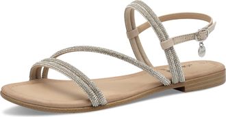 s.Oliver Damen Sandalen flach mit verstellbarem Riemchen Leicht, Beige (Nude), 41 EU