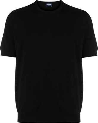 Drumohr Homme, Pulls, Noir, Taille: 2XL T-Shirt en maille fine