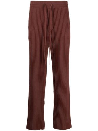 Nanushka pantalon nervuré à coupe droite - Marron