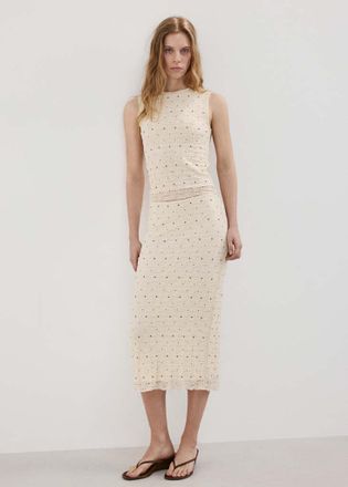 Mango Jupe midi &agrave; clous &eacute;cru - Femme - XS - MANGO