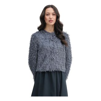 Oui Maille &agrave; col rond - Femme - Pulls - Bleu - Taille: 36 FR