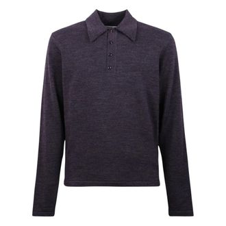 Christophe Lemaire Langarm Poloshirt - - Tops - Herren - Lila - XL