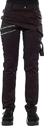 Generic Pantalon Steampunk Femme Couleur Unie- Vetement Gothique Femme Taille Haute-Pantalon Victorienne Zip Diagonal Boutonsur Le C&ocirc;t&eacute; Casual Vintage pour Ha