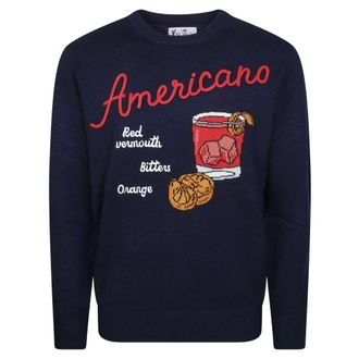 MC2 Saint Barth Pull &agrave; col rond Drink Americano - Homme - Pulls - Bleu - Taille: M