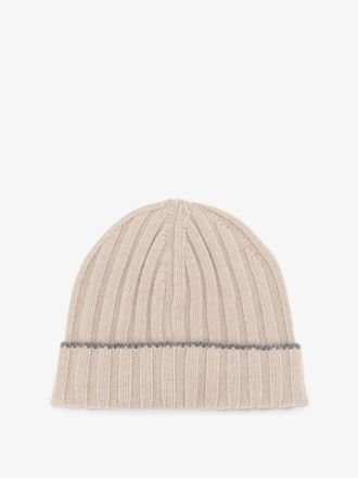 Brunello Cucinelli Mens Cashmere Beanie Hat Beige