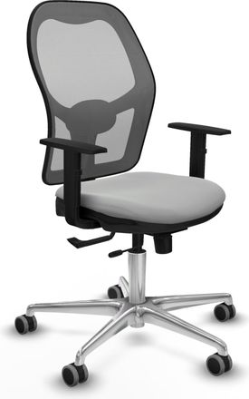 Piqueras y Crespo Hellgrauer Stuhl mit 1D-Armlehnen, h&ouml;henverstellbare Lendenwirbelst&uuml;tze, ausgestattet mit Syncro/Traslack und eingespritztem Schaum. Mit Rollen von 65