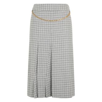 Malo Femme, Jupes, Gris, Taille: 40 FR Longue jupe pliss&eacute;e avec imprim&eacute; &eacute;l&eacute;gant