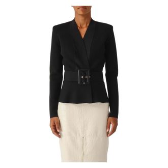 Elisabetta Franchi Femme, Vestes, Noir, Taille: 38 FR Veste en maille avec ceinture