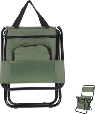 SOLUSTRE Faltbarer Campingstuhl mit K&uuml;hltasche Leichter Outdoor Angelstuhl mit R&uuml;ckenlehne Kompakter Klapphocker f&uuml;r Picknick Wandern Camping und Reise Uv-best