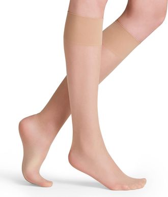 Falke Damen Kniestrümpfe Seidenglatt 15 DEN W Kh transparent einfarbig 1 Paar, Hautfarben Crystal 4409, 39-42