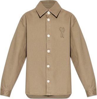 Ami Femme, Vestes, Beige, Taille: 34 FR Veste en jean avec patch