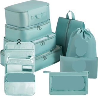 Generic 9-teiliges Set Reise-Organizer, Aufbewahrungstaschen, Koffer, Toilettenartikel, Schuhe, Kleidung, Ordentlicher Beutel, Packw&uuml;rfel, H&uuml;llen, Zubeh&ouml;r(9PC