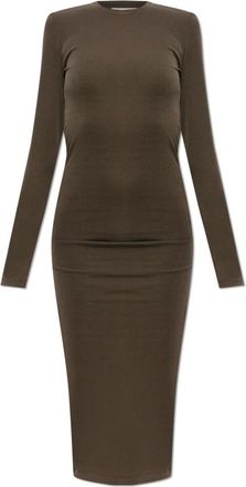 Fear of God Femme, Robes, Brun, Taille: 40 FR Rib Knit Fitted Long Sleeve Dress