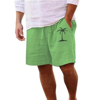 Generic Short en lin pour homme - Taille &eacute;lastique - Avec cordon de serrage - Longueur genou - Longueur genou - Pour le travail, la course &agrave; pied, le sport - 