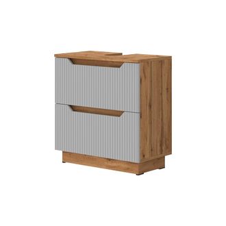 Vicco Waschbeckenunterschrank Lotta, Eiche/grau gestreift, 59.8 x 62.5 cm mit 2 Schubladen