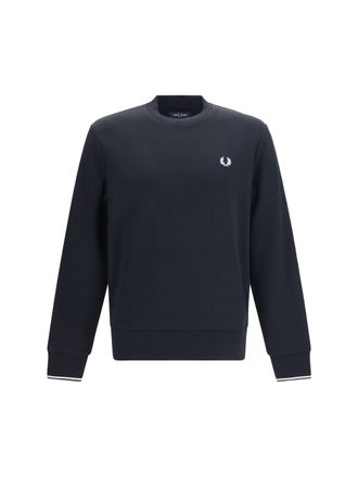 Fred Perry Mens Crewneck Sweatshirt Black Cotton Sweatshirts Sweater