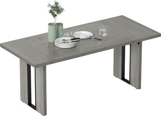 HOMCOM Esstisch für 8 Personen, Küchentisch mit Dicker Platte, Rechteckiger ESS- und Wohnzimmertisch im Industriestil, 180x80x75 cm, Grau