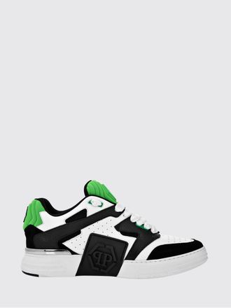 Philipp Plein Phantom Street Leder- und Wildleder-Sneaker mit Gummi-Logo