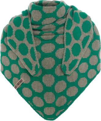 Knit Factory Dreiecksschal Liva - Damen Strickschal mit Wolle - Gestrickten Schal mit Punkt-Muster - Hochwertige Qualität - XXL Schal - 180x75 cm - Bright Green/Ur