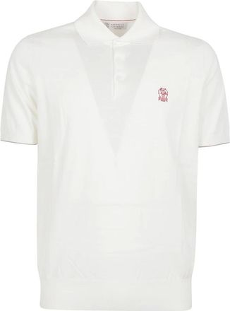 Brunello Cucinelli Homme, Tops, Blanc, Taille: L Polo &agrave; manches courtes