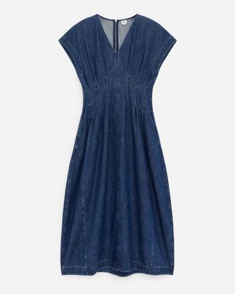 Arket Denimkleid Mit Falten -Blau