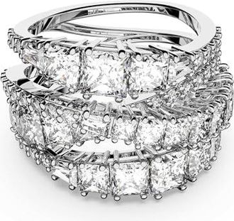 Swarovski Bague Twist Wrap, Tailles variées, Blanche, Métal rhodié