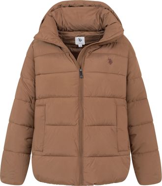 U.S.Polo Association Damen Winter-Steppjacke - mit gef&uuml;tterter Kapuze & Stehkragen