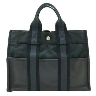 Herm&egrave;s Pre-owned Canvas Leather Tote PM Bag - - Pre-owned - Damen - Blau - ONE SIZE