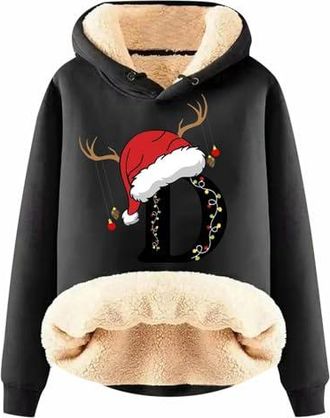 Generic Sweat à capuche de Noël pour femme avec doublure en polaire, sweat à capuche de Noël pour femme, sweatshirt chaud avec capuche, sweat à capuche de Noë