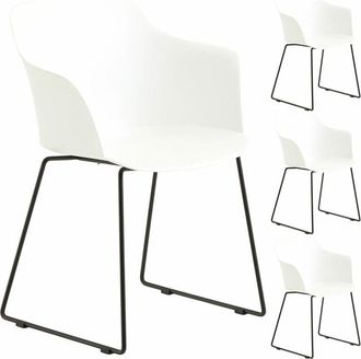 IDIMEX Lot de 4 chaises de jardin foro en plastique blanc