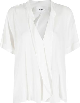 Meimeij Femme, Blouses et Chemises, Blanc, Taille: 38 FR Blouse Rouches