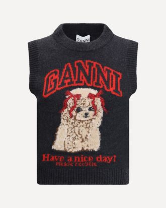 Ganni Graphic Wool Vest Female XS