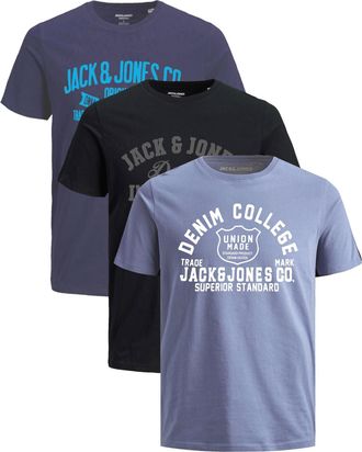 Jack & Jones Herren T-Shirts im 3er-Set Multipack S-7XL (Slim Fit Mix 17, XXL)