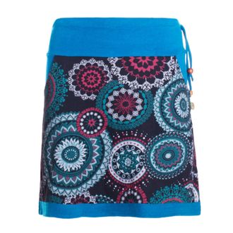 vishes Alternative Bekleidung - Damen Mini-Rock Baumwolle Mandala-Muster extra breiter Bund mit Kordel-Zug und Taschen schwarz 40