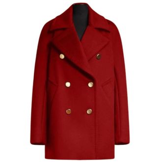 Max Mara Femme, Manteaux, Rouge, Taille: 34 FR Caban Coat