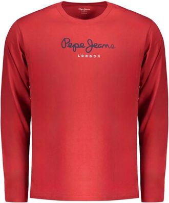 Pepe Jeans London Rotes Baumwoll-Langarm-T-Shirt - - Tops - Herren - Rot - S